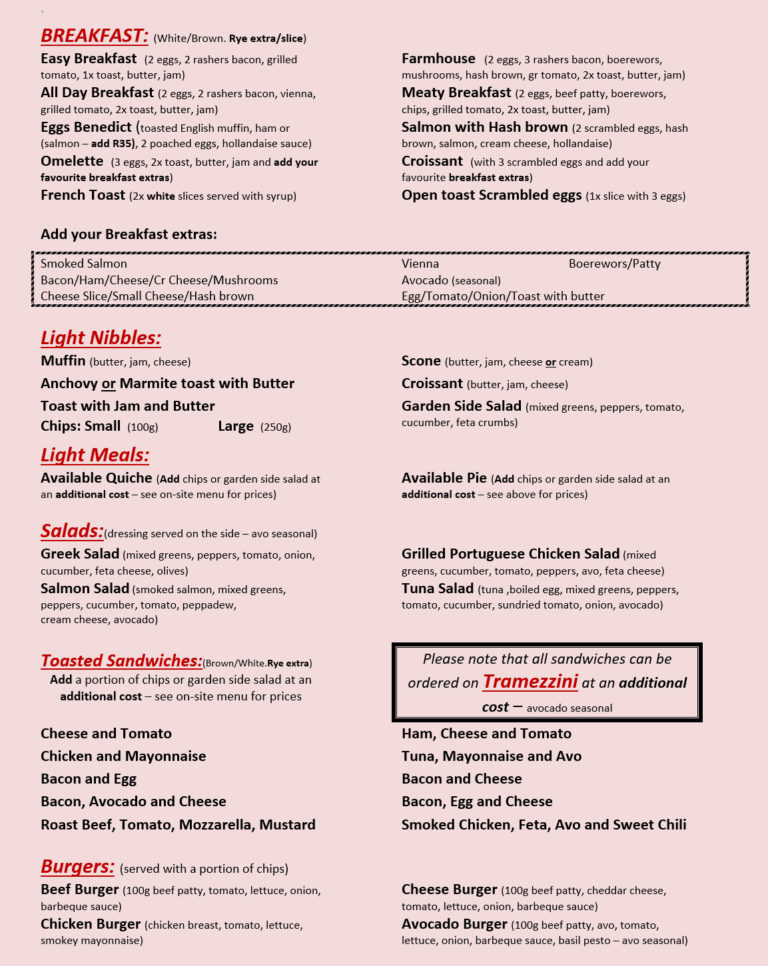 Menu | Crazy Daizy